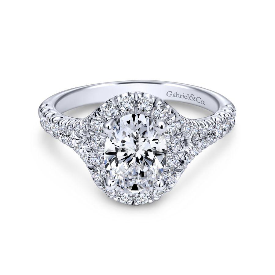 - GABRIEL & CO - OVAL HALO ENGAGEMENT RING